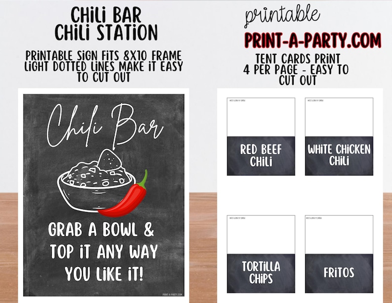 CHILI Bar | Chili Station - Chalkboard | Fall Winter Party Idea | Party ...