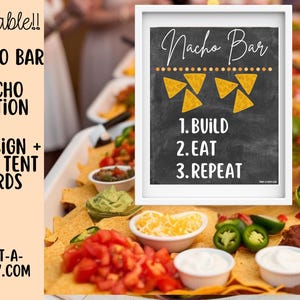 Editable NACHO BAR - Chalkboard Sign and Toppings Labels Template ...