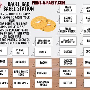 Printable BAGEL BAR Sign and Toppings Labels – Brunch Decor for Bridal ...