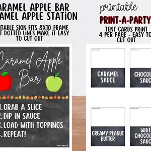 Caramel Apple Bar Sign (8x10) & Topping Tent Cards – Fall Party Buffet ...
