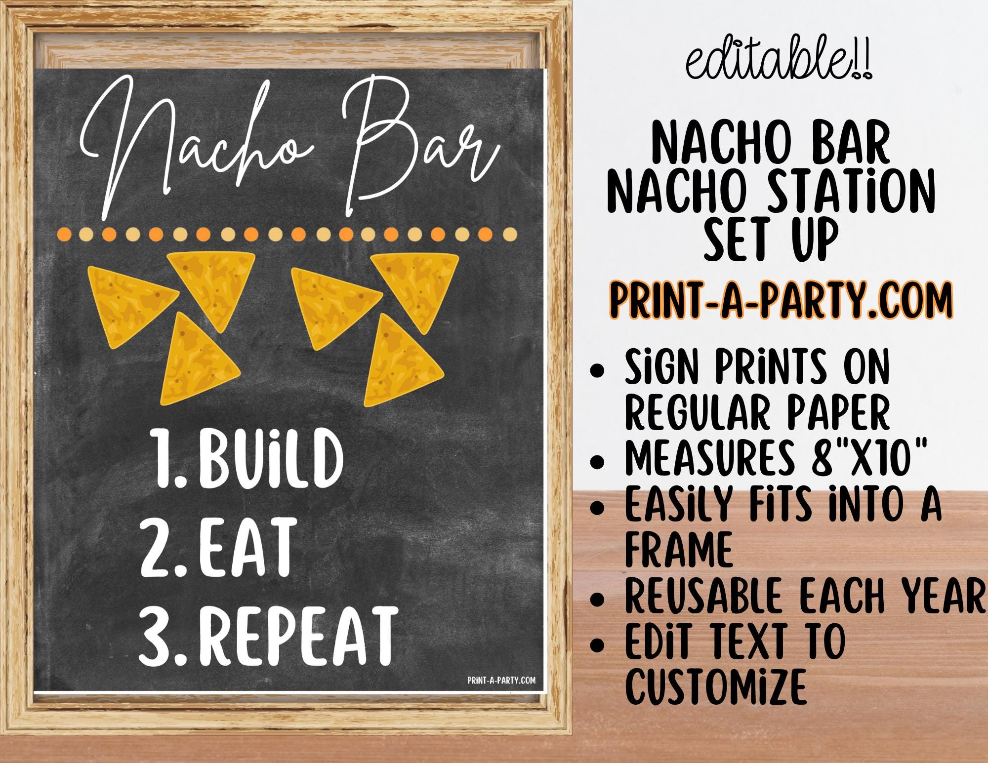 Editable Nacho Bar Sign and Toppings Labels: Chalkboard Party Food ...
