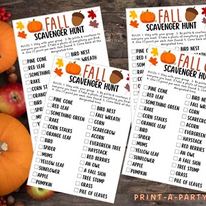 Fall Scavenger Hunt Printable | Fall Party Game | Classroom Games | Kid ...