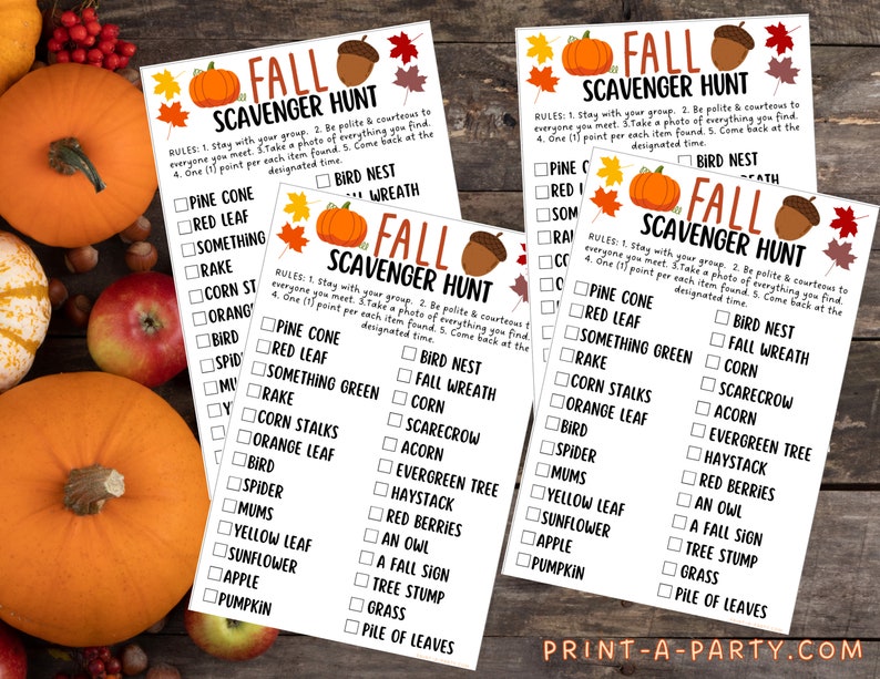 Fall Scavenger Hunt Printable | Fall Party Game | Classroom Games | Kid ...