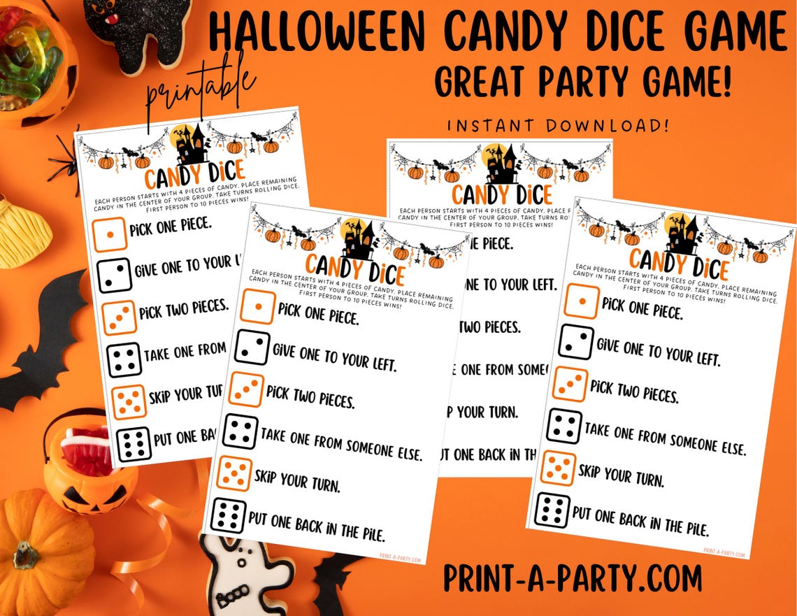 Halloween Dice Game - Printable Halloween Dice Game – Fun Candy ...