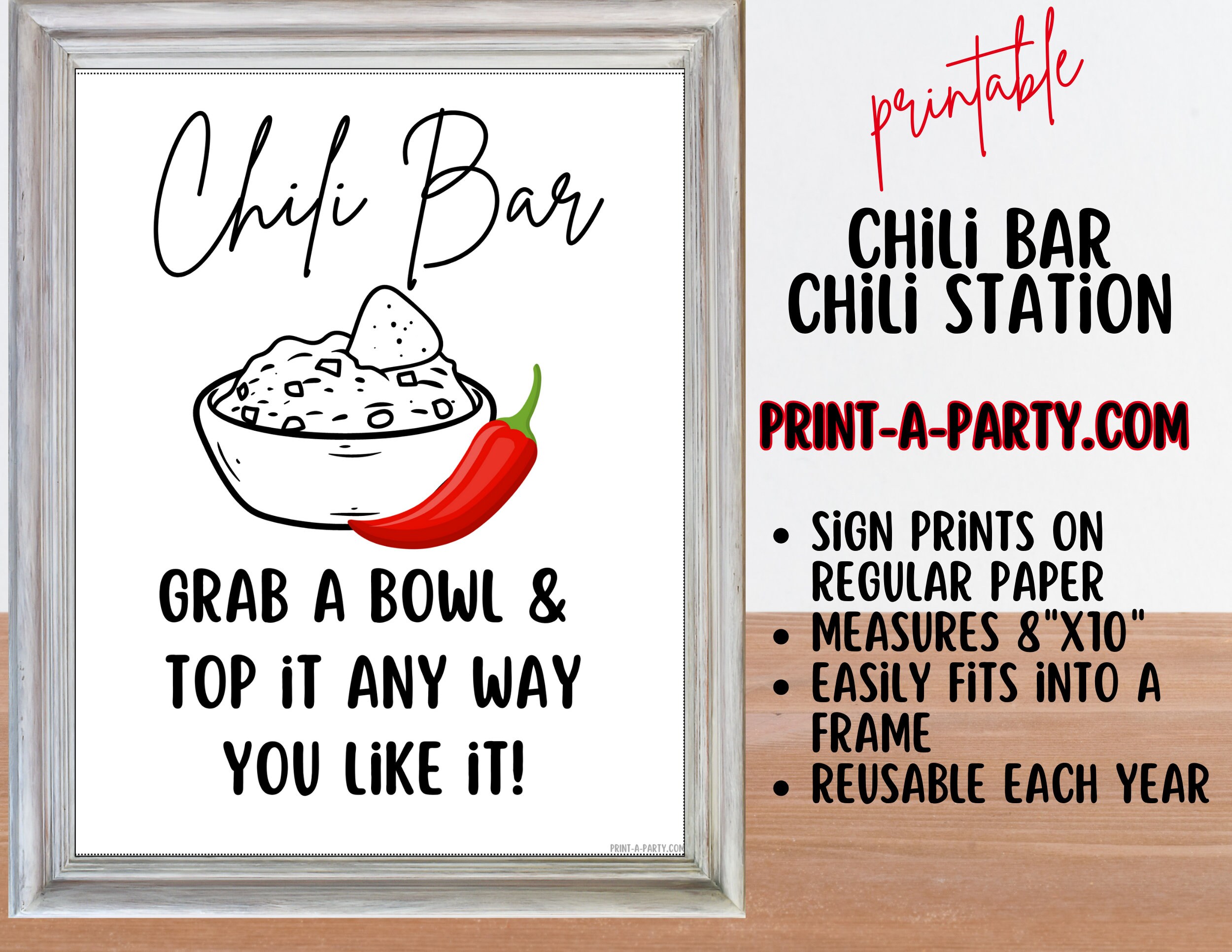 CHILI Bar | Chili Station - White | Fall Winter Party Idea | Party Food ...