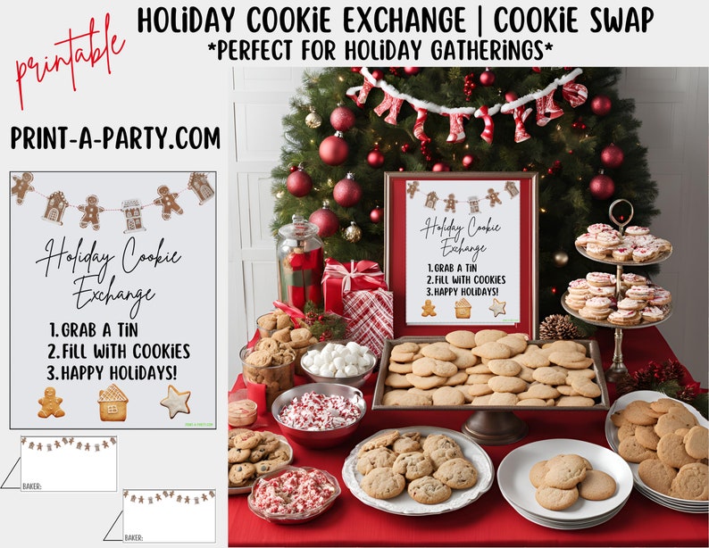 Christmas HOLIDAY COOKIE EXCHANGE | Holiday Cookie Swap | Sign & Tent ...