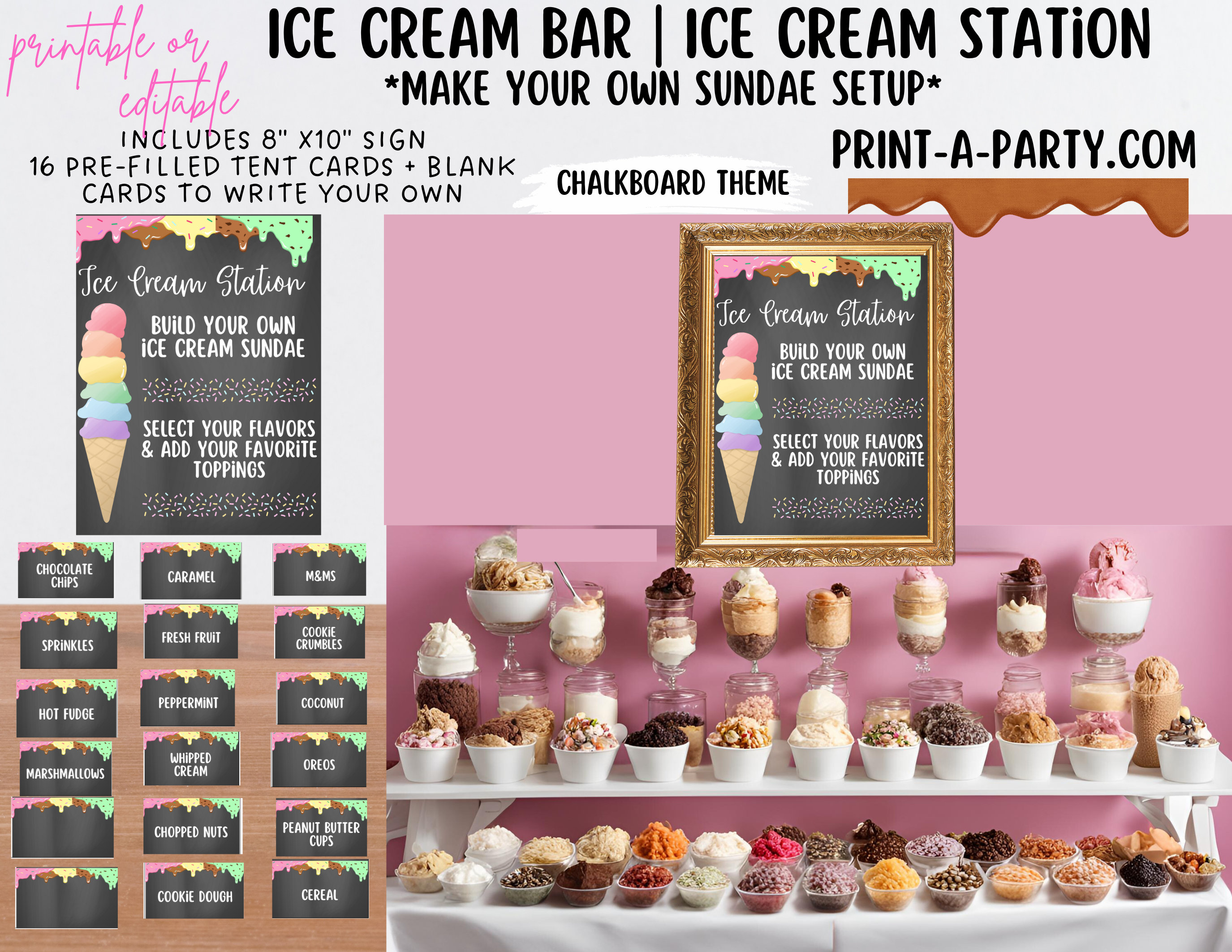 ICE CREAM BAR | Ice Cream Station - Chalkboard | Make Your Own Ice ...