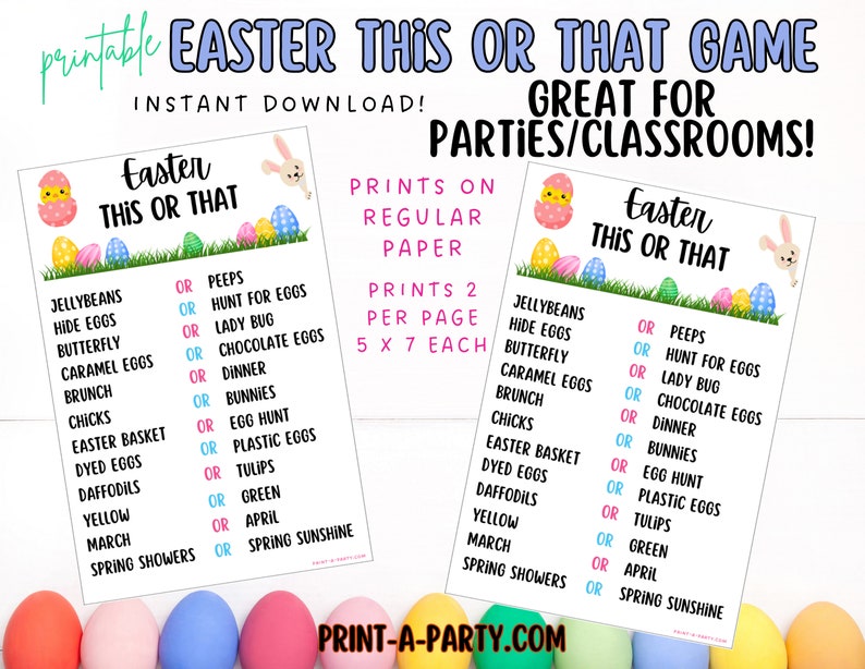Easter This or That Printable | Easter Party Game | Easter Classroom ...