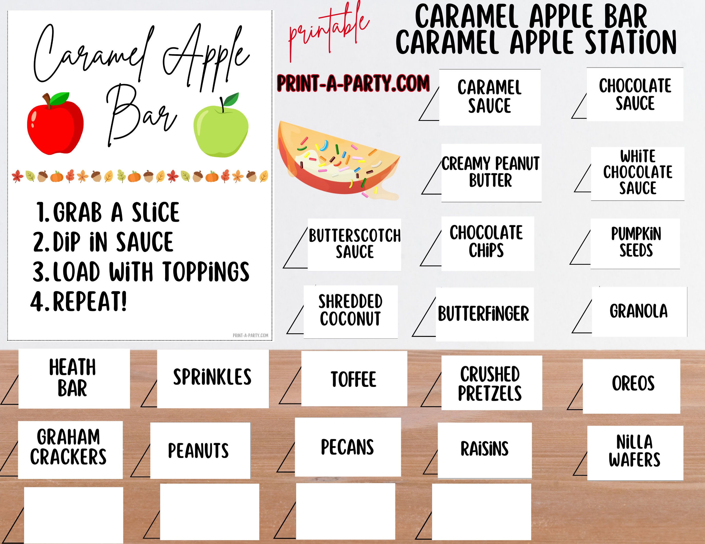 CARAMEL APPLE Bar | Caramel Apple Station - White | Fall Party Idea ...