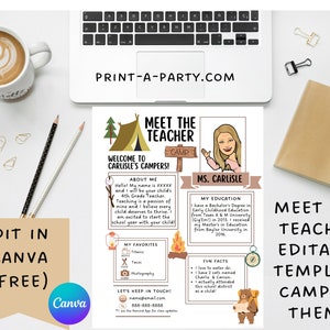 Editable Meet the Teacher Template - Camping-themed Classrooms, Back to ...