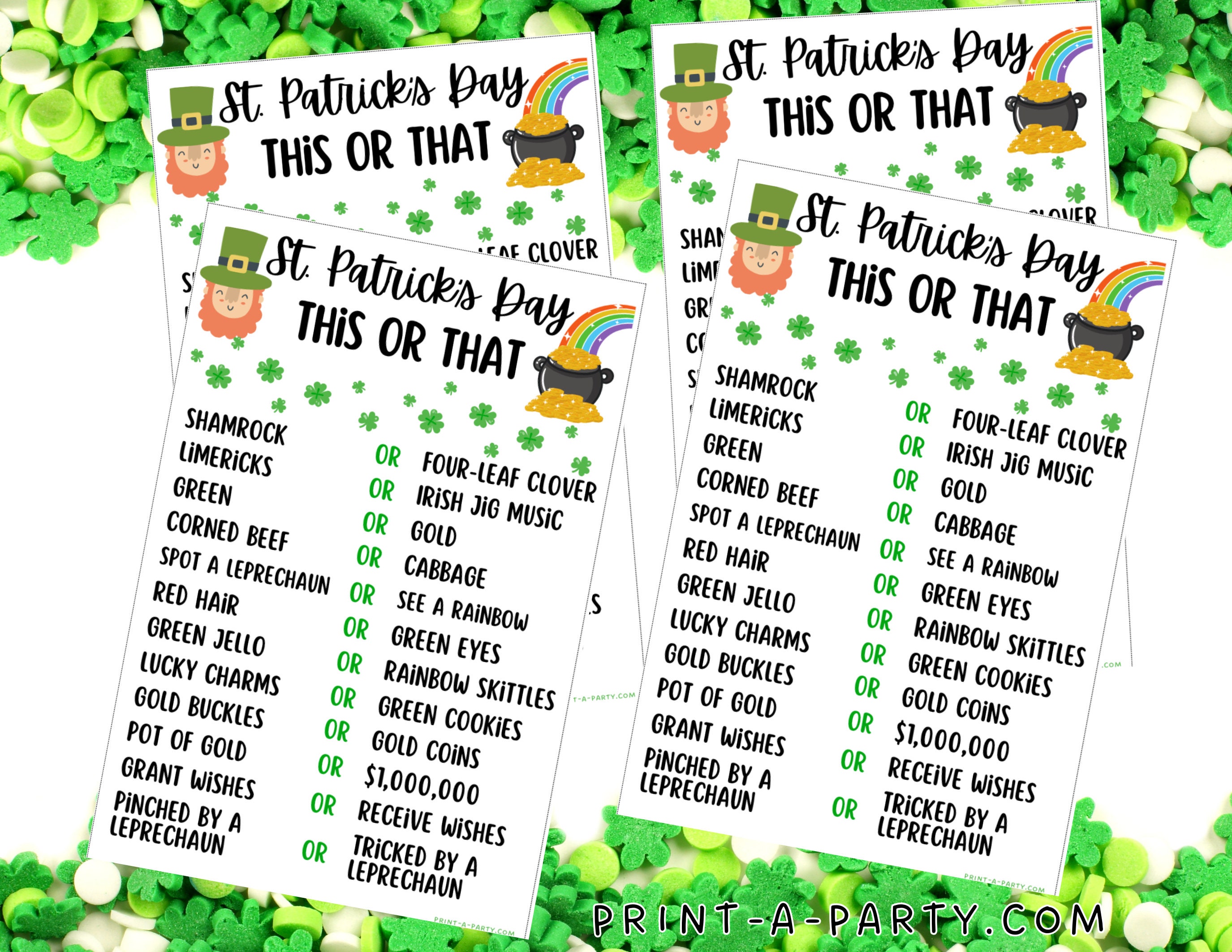 St. Patrick's Day This or That Game Printable | St. Patrick's Day Party ...