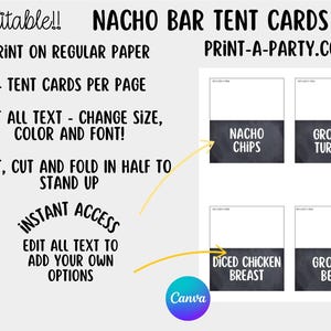 Editable NACHO BAR - Chalkboard Sign and Toppings Labels Template ...
