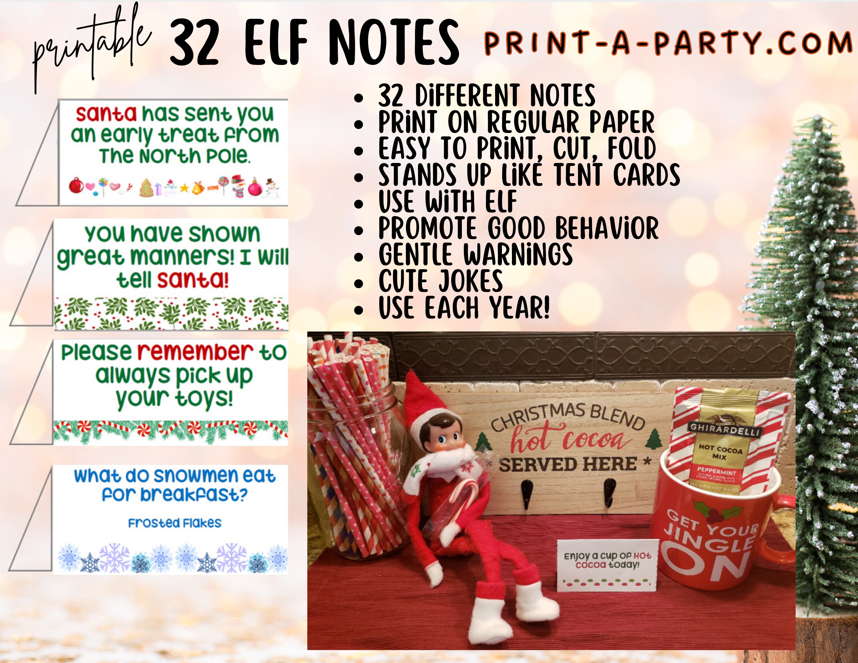 ELF NOTE CARDS | 32 Elf Notes | Christmas | Elf Note Tent Cards ...