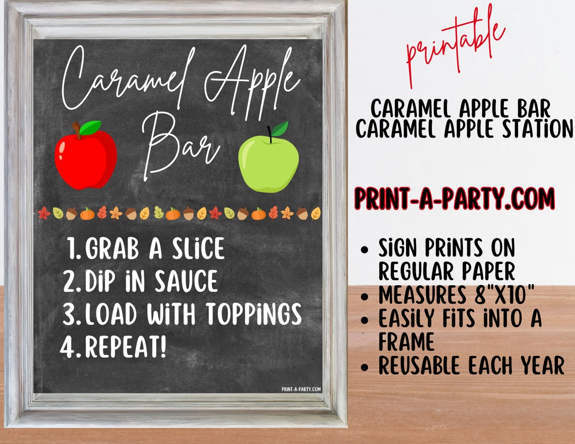 CARAMEL APPLE Bar | Caramel Apple Station - Chalkboard | Fall Party ...