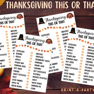 Thanksgiving This or That Game Printable | Thanksgiving Games ...