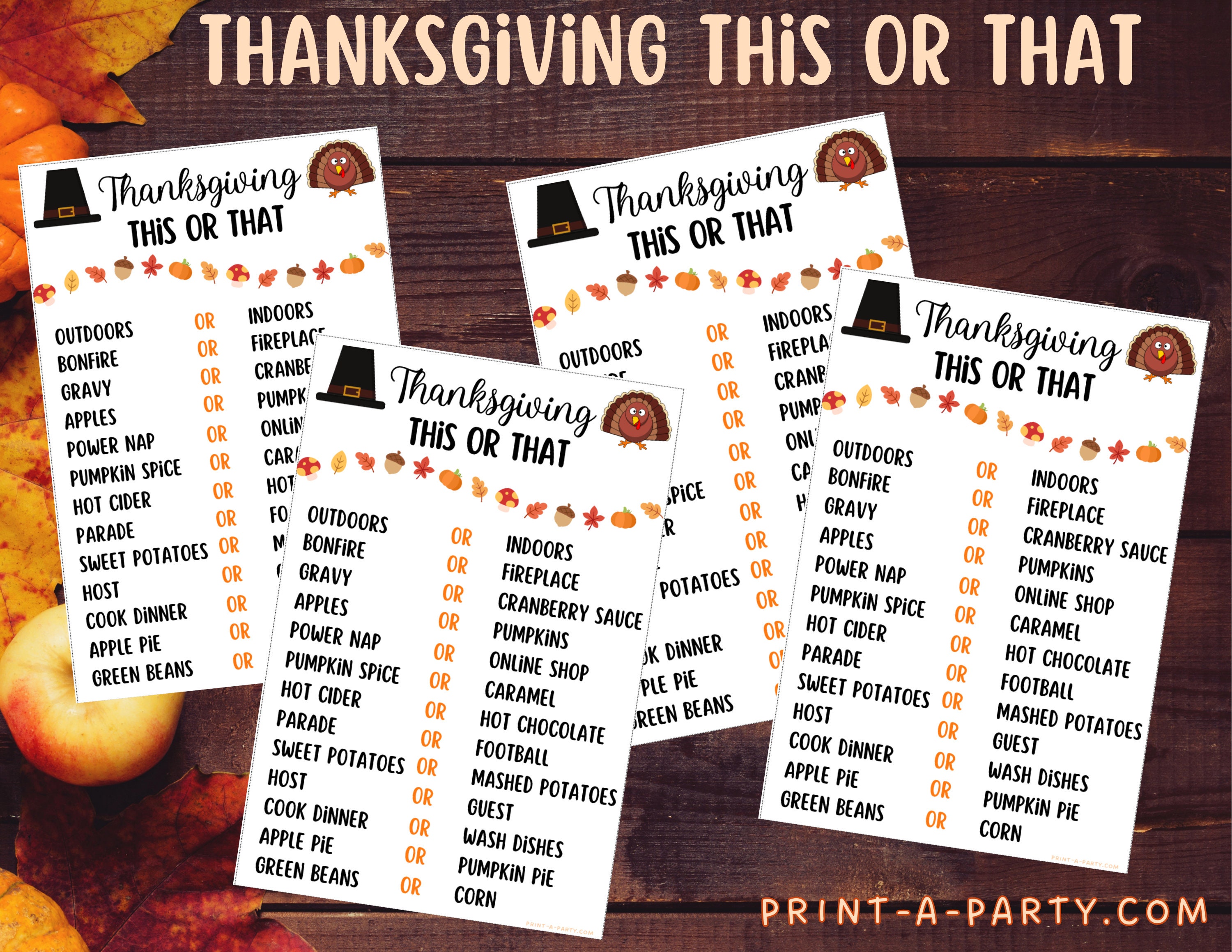 Thanksgiving This or That Game Printable | Thanksgiving Games ...