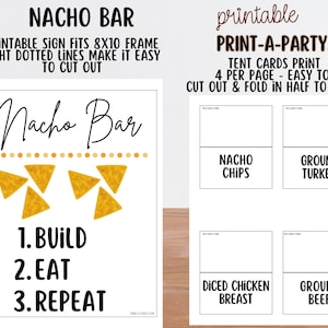 Nacho Bar Sign & Topping Tent Cards – Printable Fiesta Party Decor (PDF ...