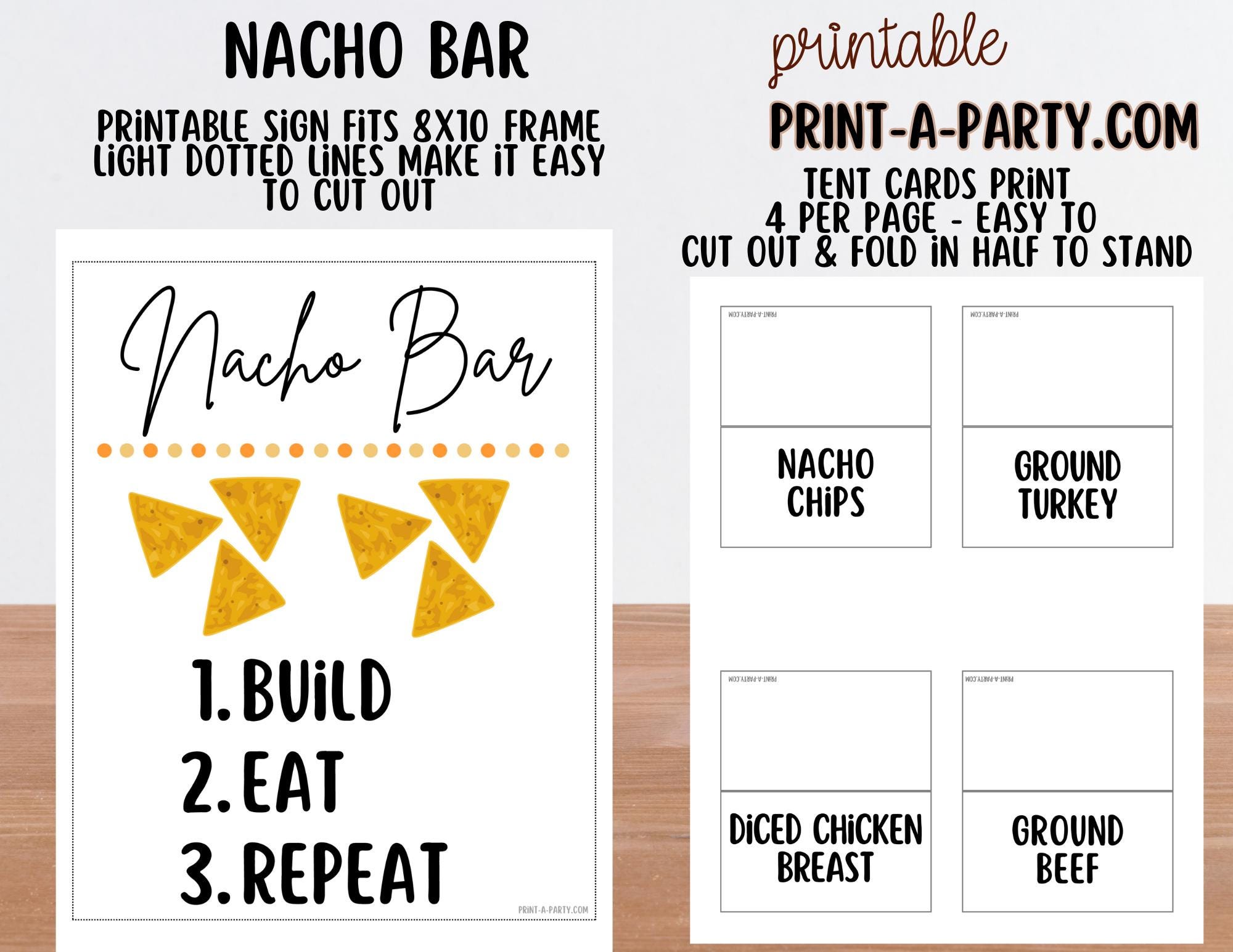 Nacho Bar Sign & Topping Tent Cards – Printable Fiesta Party Decor (PDF ...