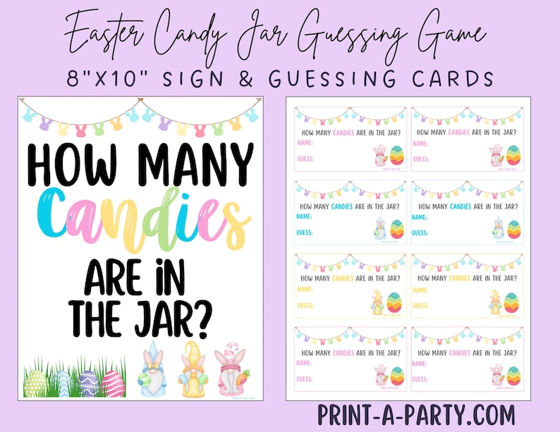 Candy Jar Guessing Game - EASTER CANDY - Printable Easter Party Game ...