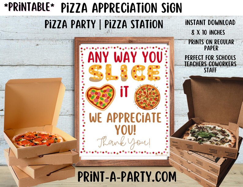 Appreciation Sign PIZZA Bar Station | Teacher Staff Appreciation Sign ...