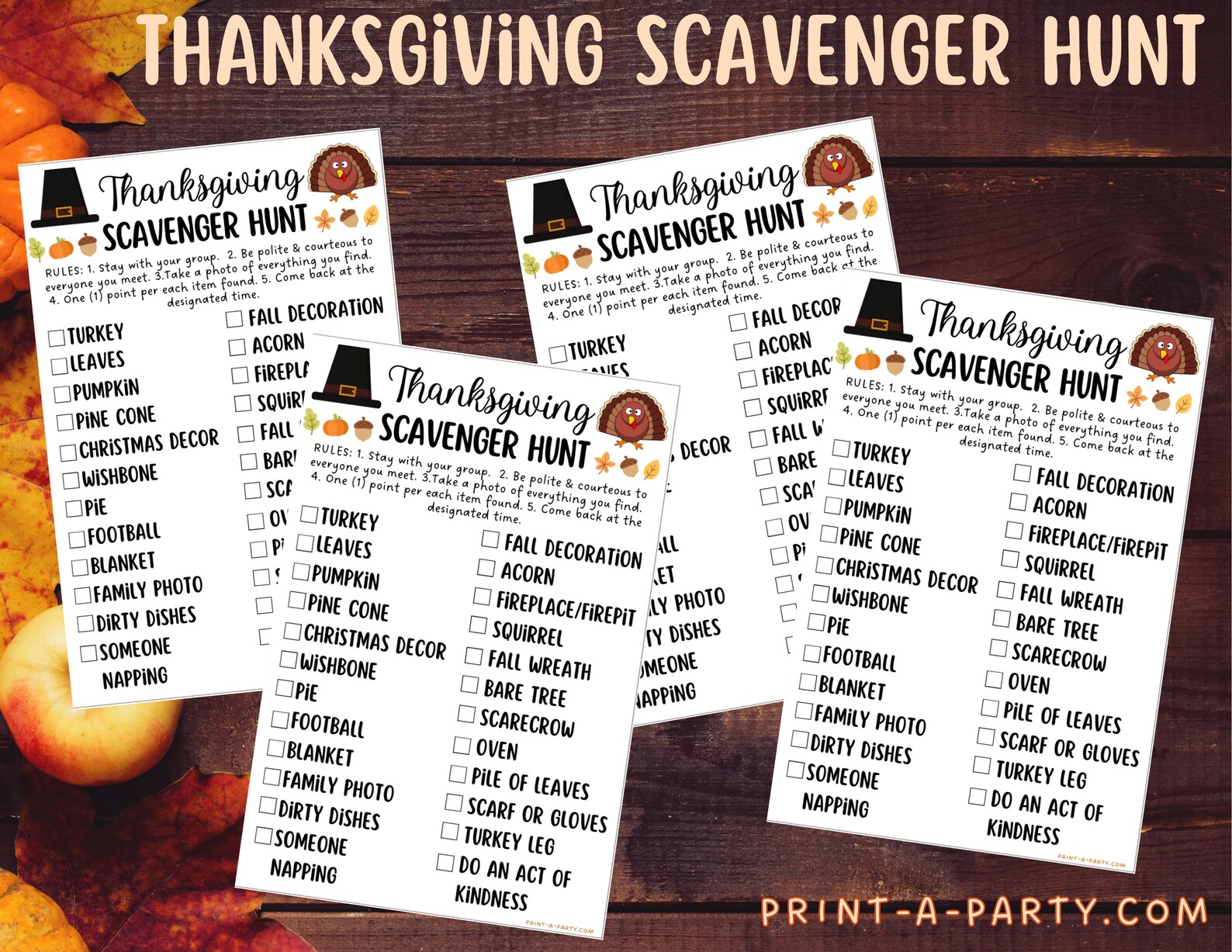 Printable Thanksgiving Scavenger Hunt Game – PDF Download for Family or ...