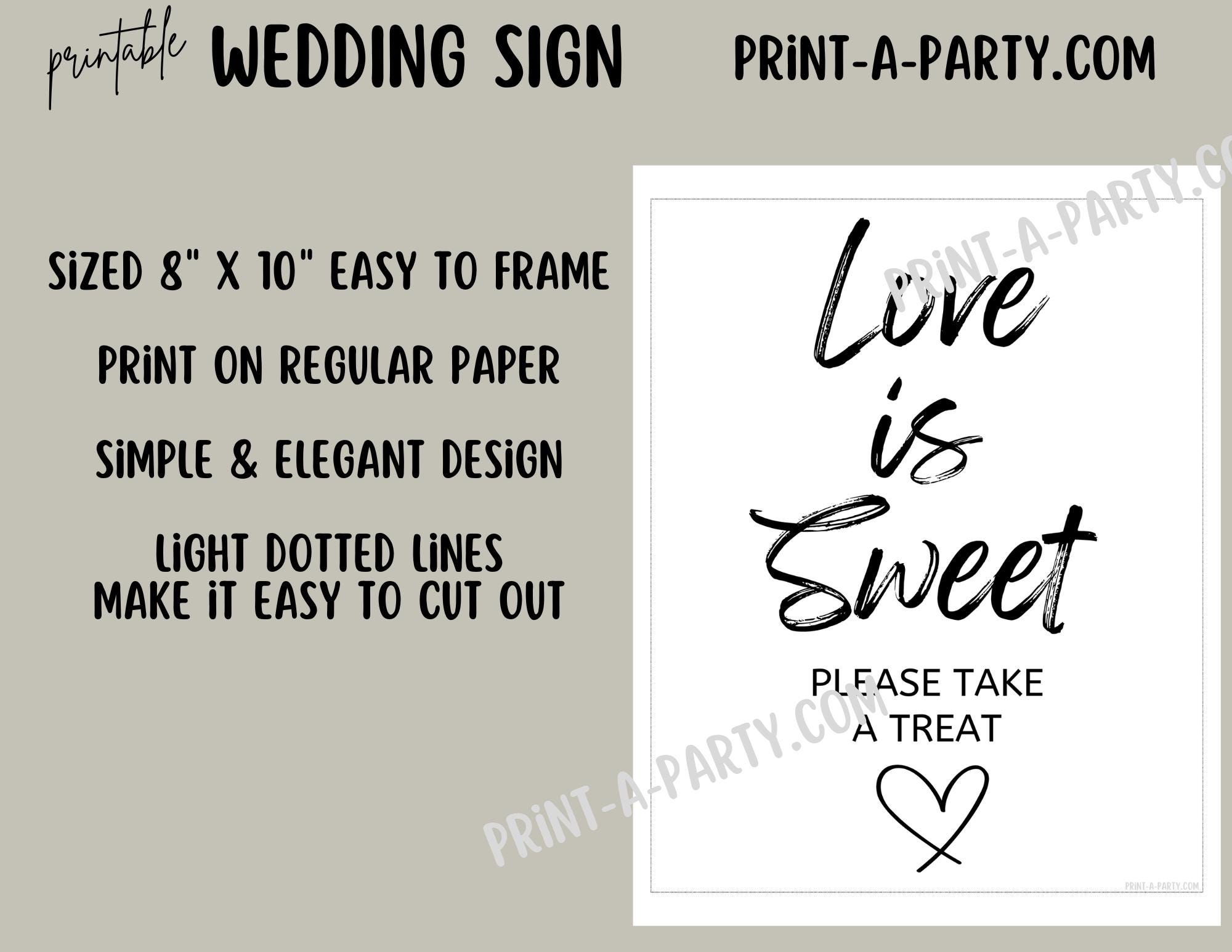 LOVE IS SWEET - Please Take a Treat - Printable Dessert Bar Sign for ...