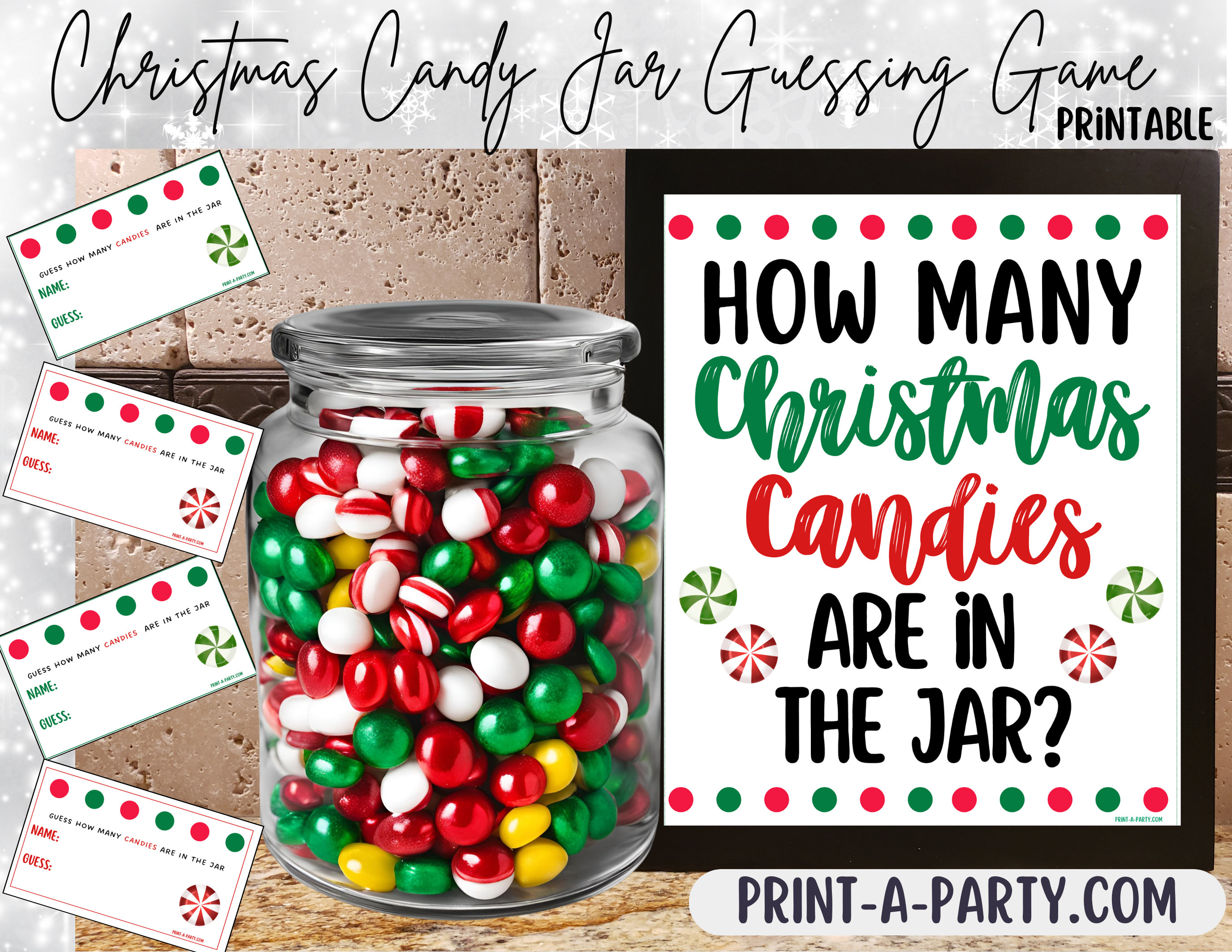 Christmas Candy Guessing Game | How Many Candies in Jar | Holiday Party ...