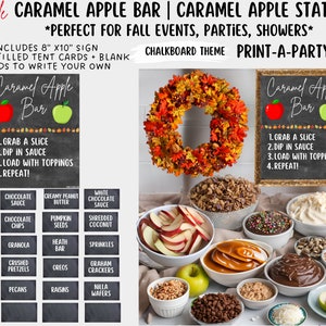 CARAMEL APPLE Bar | Caramel Apple Station - Chalkboard | Fall Party ...