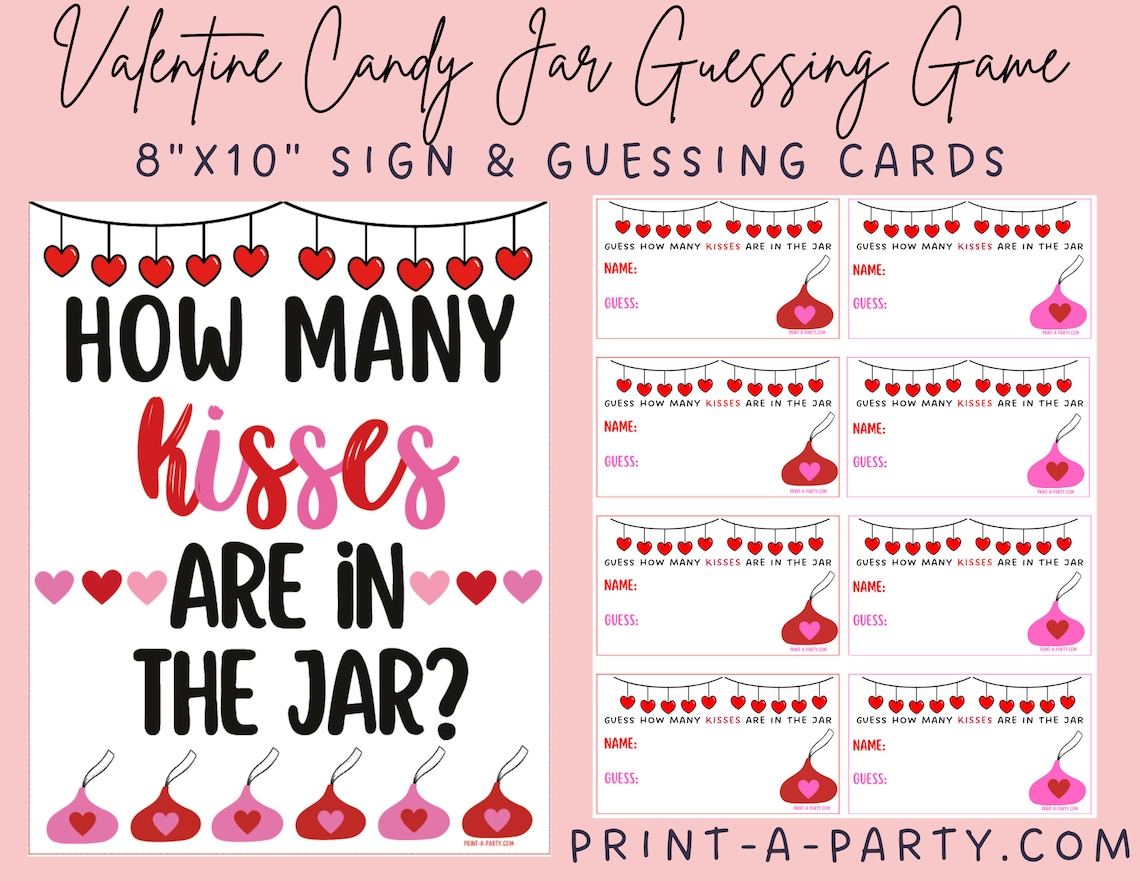 Valentine Chocolate Kisses Guessing Game - Printable Valentine's Game ...