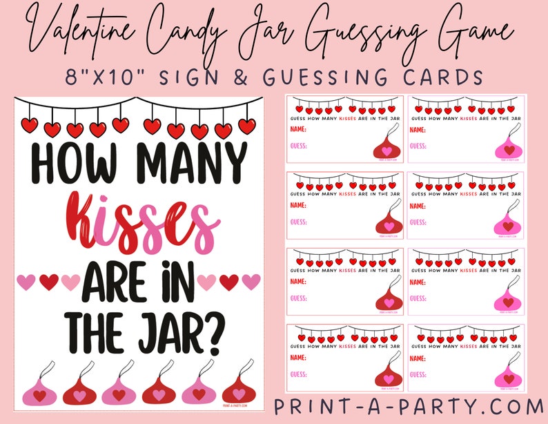 Valentine Chocolate Kisses Guessing Game - Printable Valentine's Game ...