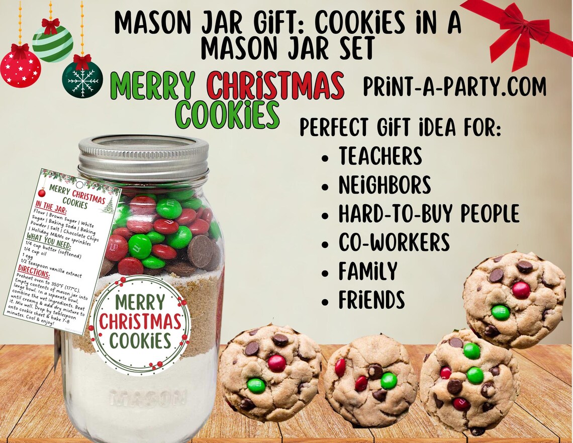 MASON JAR COOKIE Gift | Merry Christmas Cookies in a Mason Jar ...