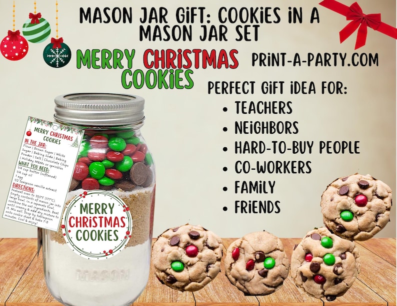 MASON JAR COOKIE Gift | Merry Christmas Cookies in a Mason Jar ...