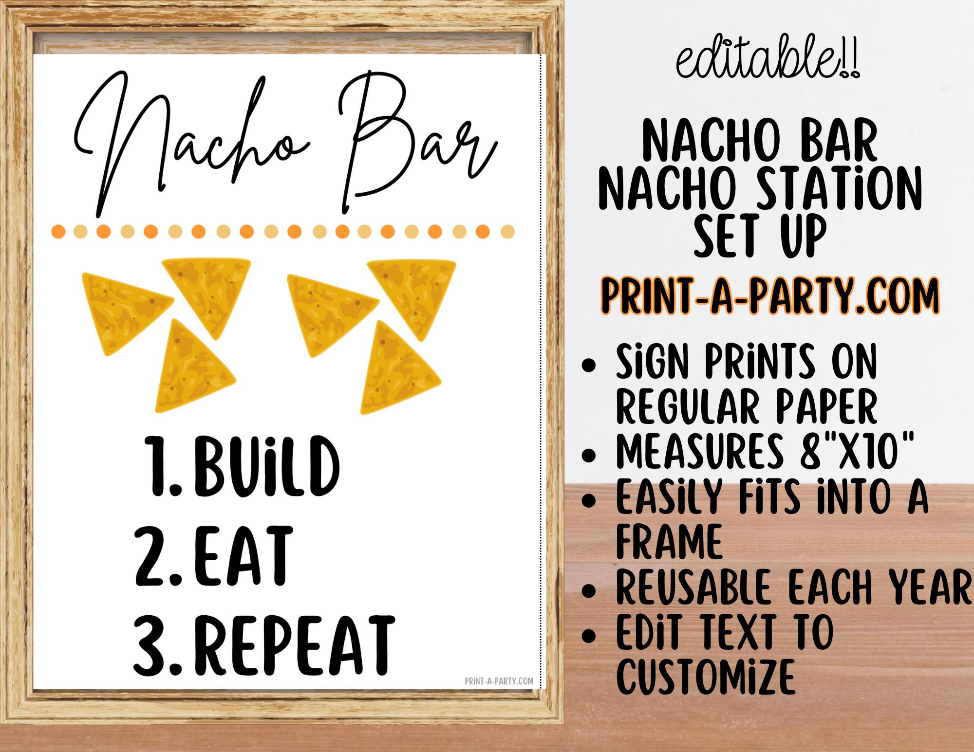 Editable Nacho Bar Sign and Toppings Labels: DIY Party Food Station ...