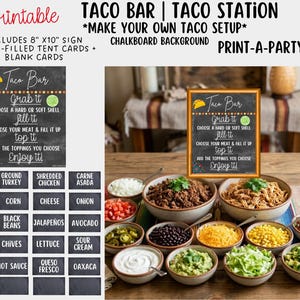 Printable Taco Bar Sign (8x10) & Tent Cards | Fiesta Party Decor ...
