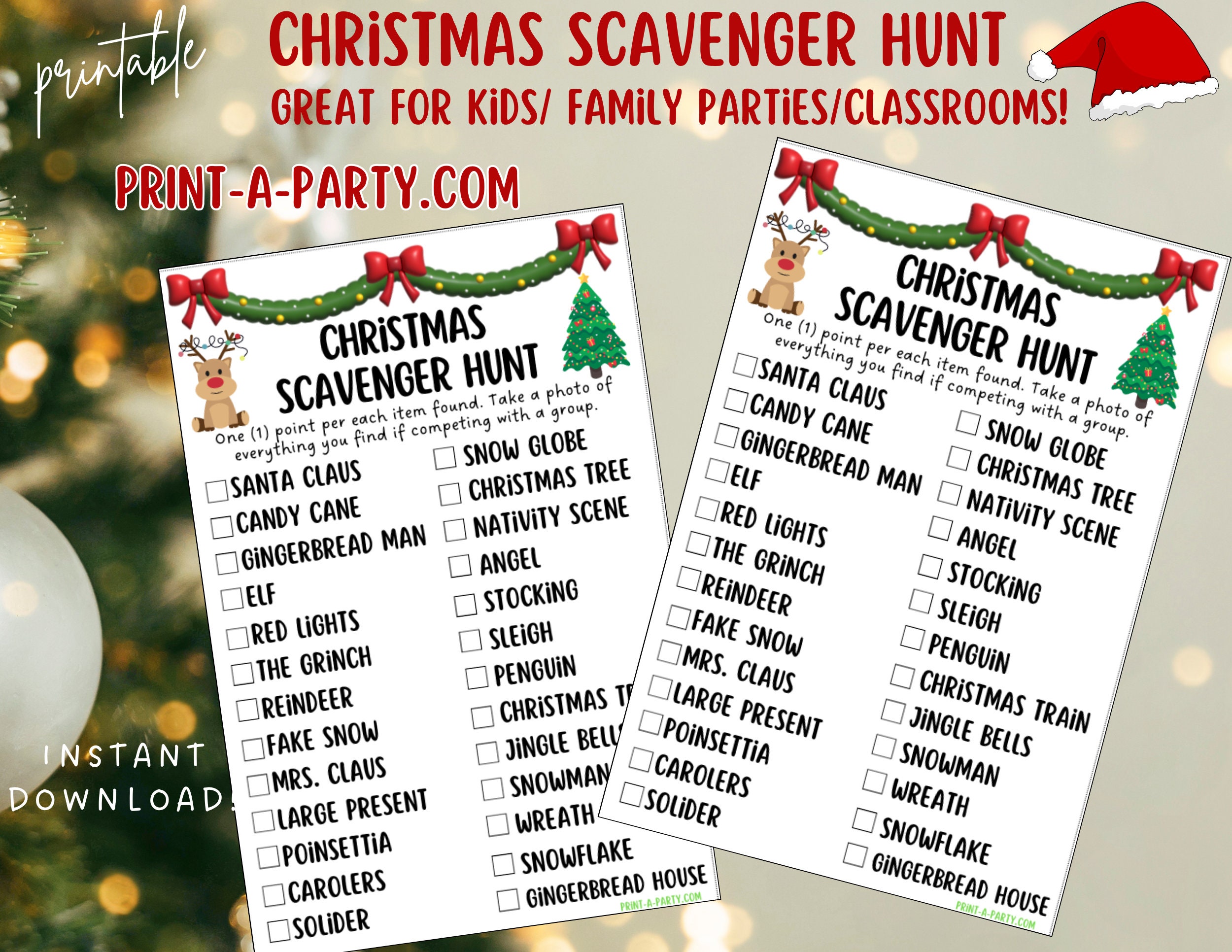 Christmas Scavenger Hunt Printable | Holiday Party Game | Holiday ...