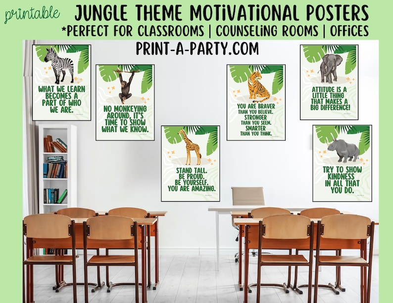 Jungle Theme Classroom Posters: Motivational Decor (PDF Downloadable ...