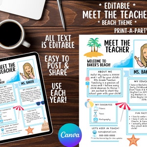 Editable Meet the Teacher Template - Beach or Ocean Themed Classrooms ...