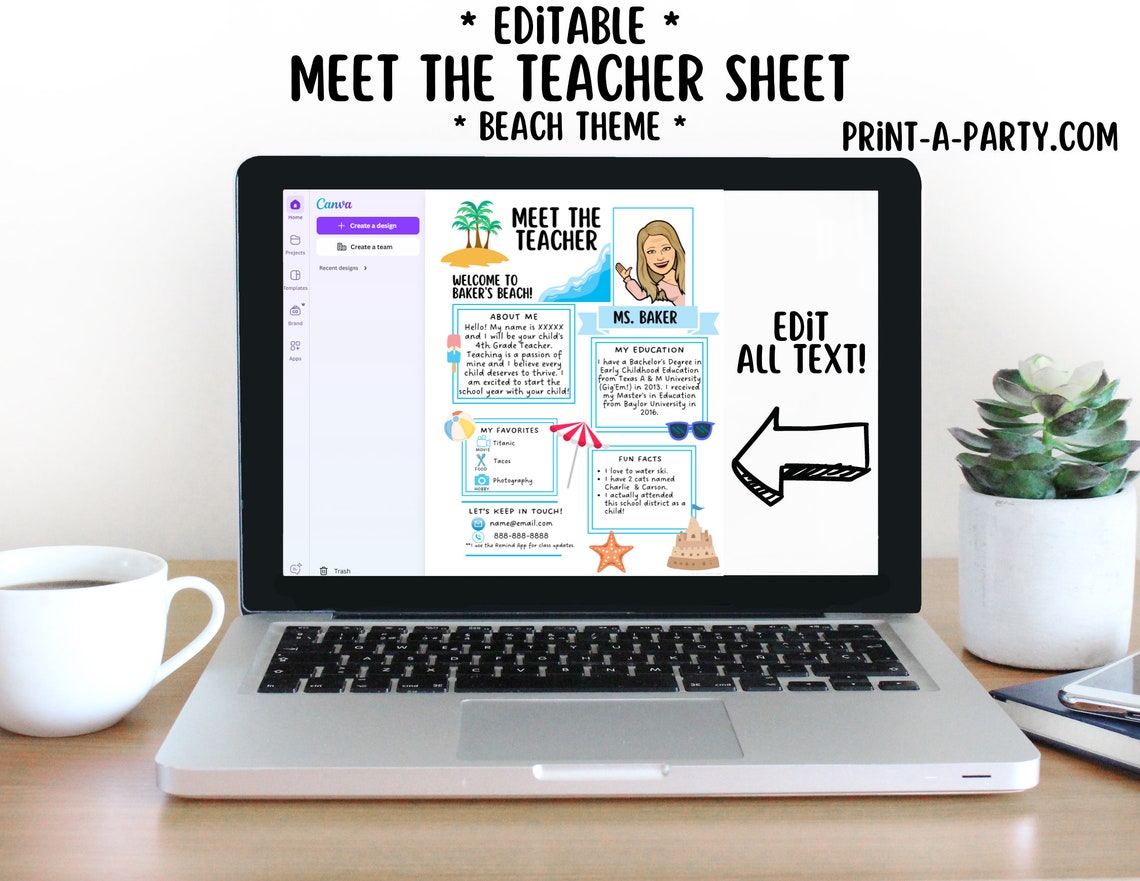 Editable Meet the Teacher Template - Beach or Ocean Themed Classrooms ...