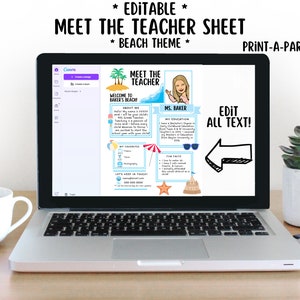Meet the Teacher Editable Template – BEACH Theme Printable for Teacher ...