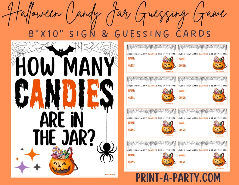 Candy Jar Guessing Game - HALLOWEEN CANDY - Printable Halloween Party ...