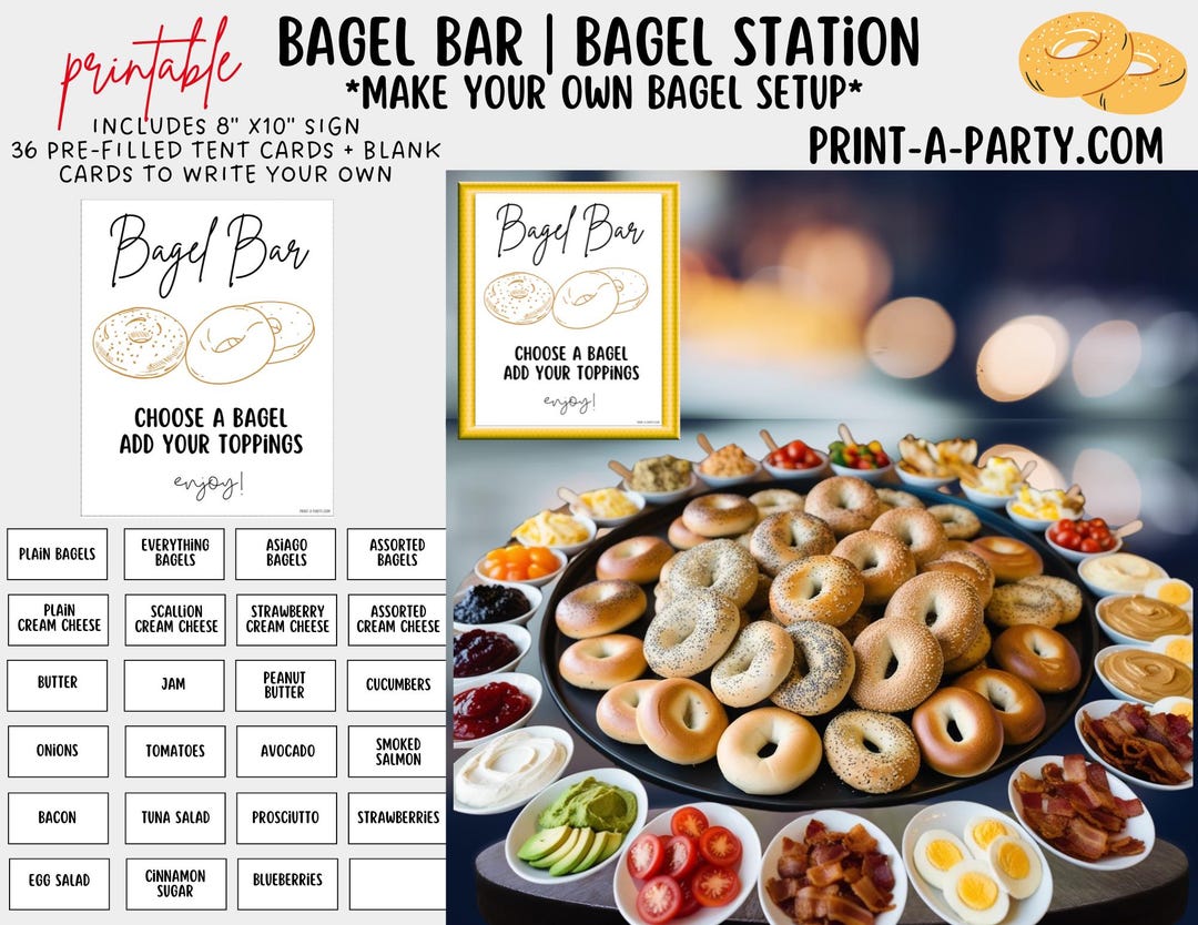 BAGEL BAR | Bagel Station Setup - White | Bagel Bar Sign | Bagel Bar ...