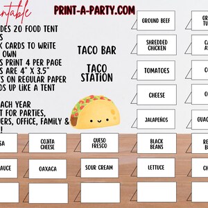 Printable Taco Bar Sign & Tent Cards | Fiesta Party Decor, Buffet (PDF ...