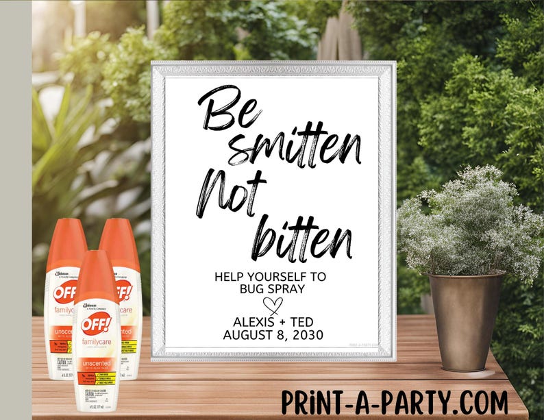 Editable Wedding Sign: BUG SPRAY SIGN for Outdoor Weddings - Be Smitten ...