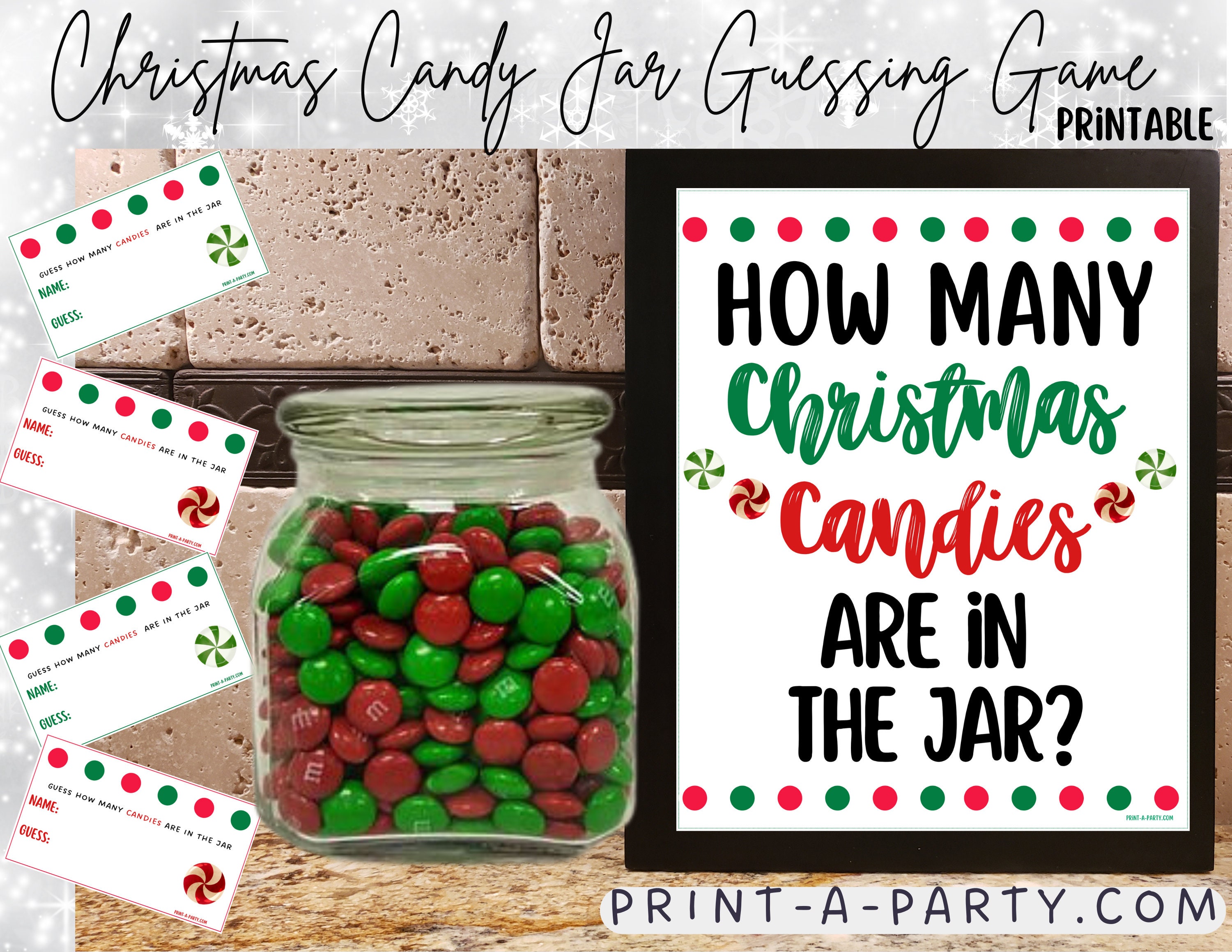 Christmas Candy Guessing Game How Many Candies in Jar Holiday Party ... Christmas Candy Guessing Game How Many Candies in Jar Holiday Party ...