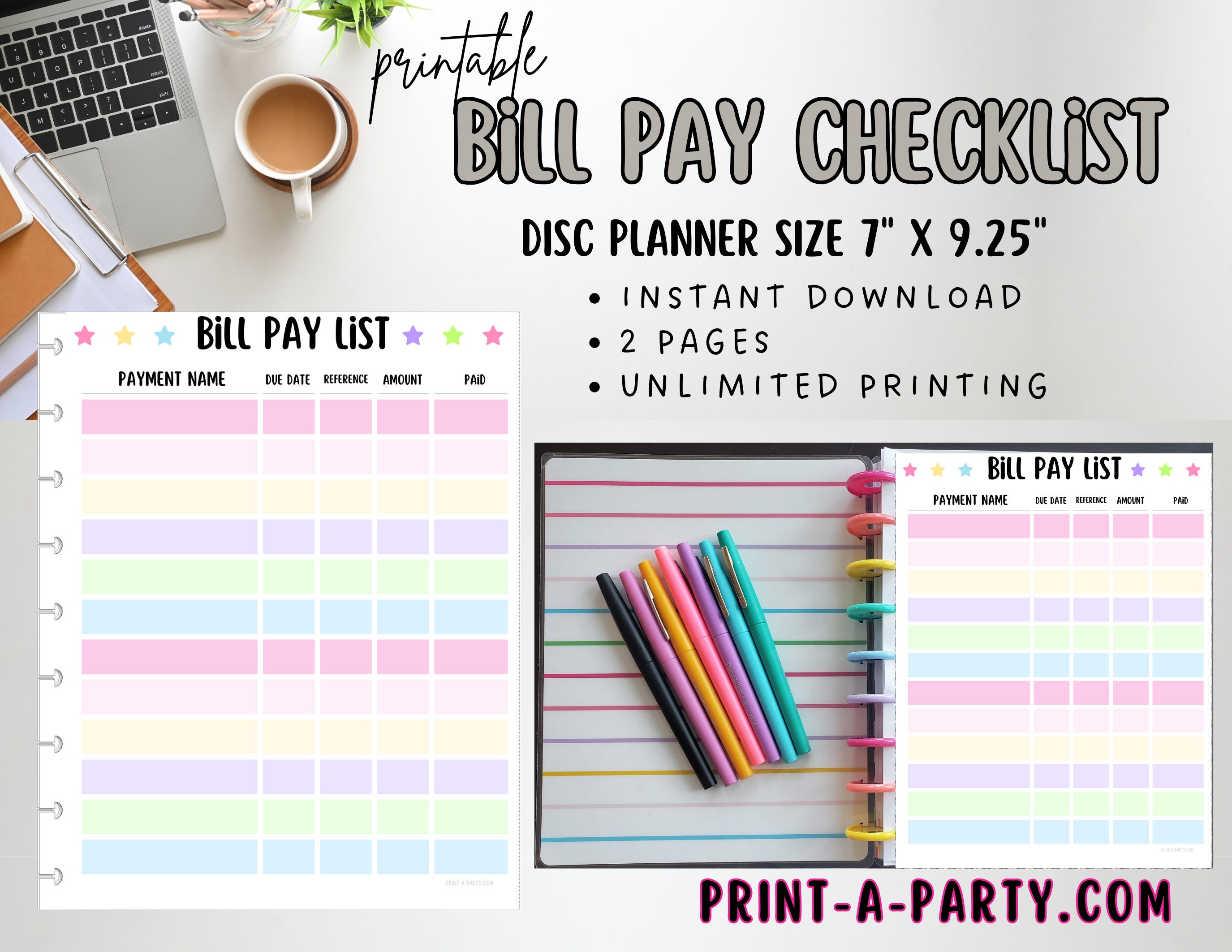 Bill Pay Checklist Planner Page | Finance Tracking | Bill Paying | Disc ...