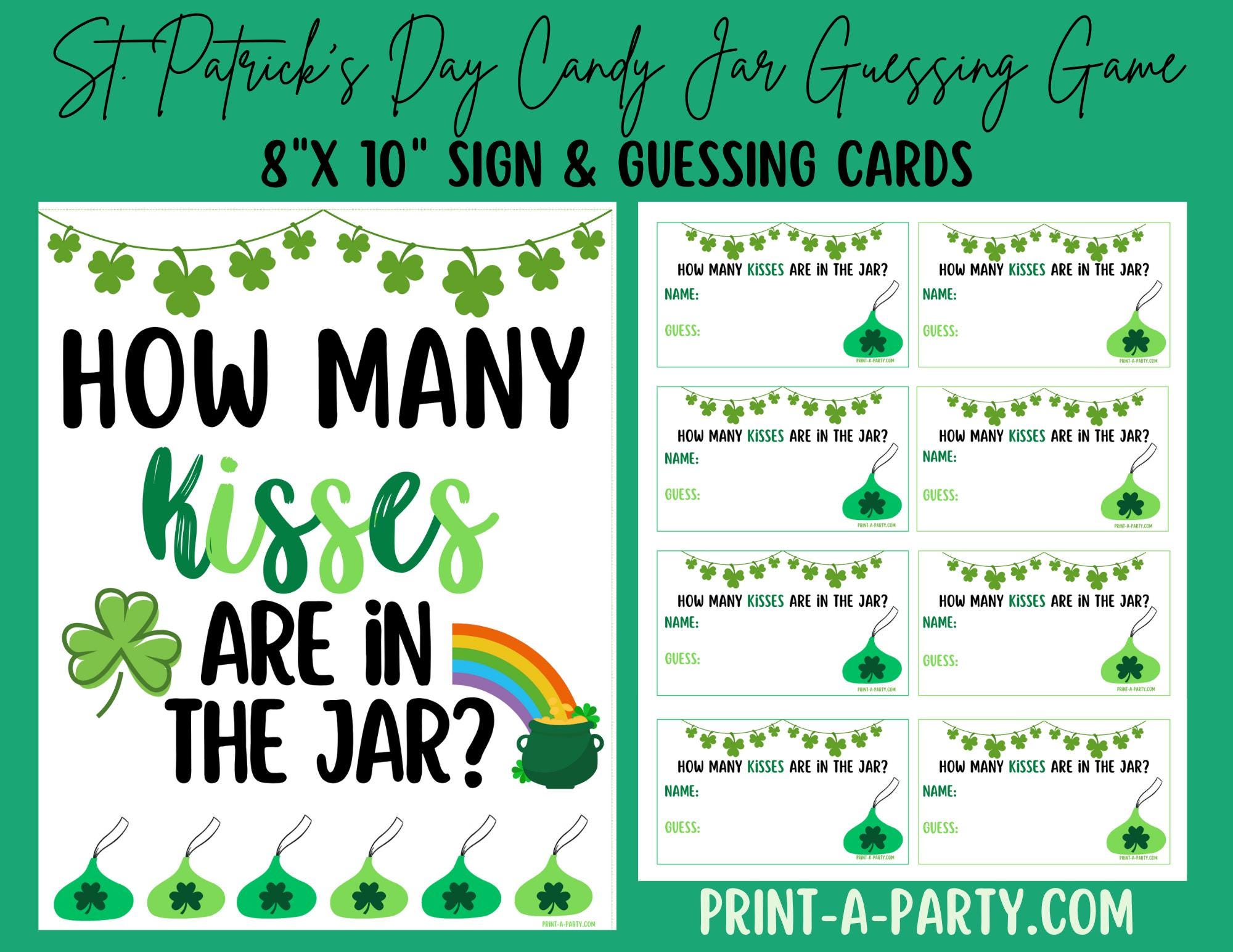 Candy Jar Guessing Game - ST. PATRICK'S Day KISSES - Printable St ...