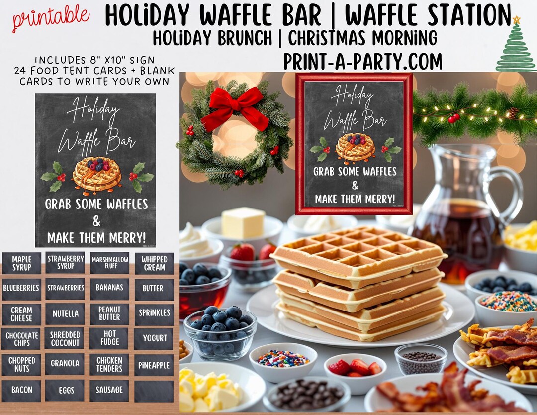 WAFFLE BAR - Printable Christmas Waffle Bar Setup – Holiday Breakfast ...