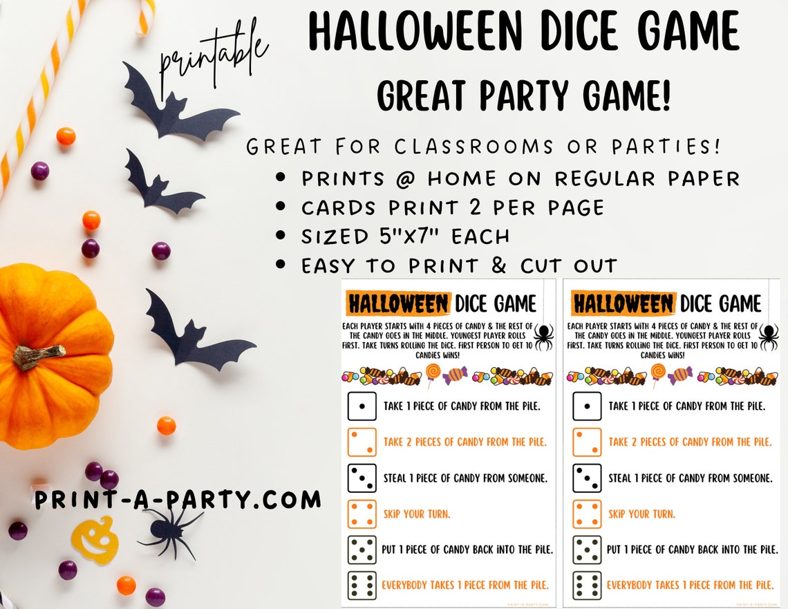Halloween Dice Game Printable | Halloween Dice Candy Game | Halloween ...