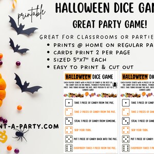 Halloween Dice Game Printable | Halloween Dice Candy Game | Halloween ...