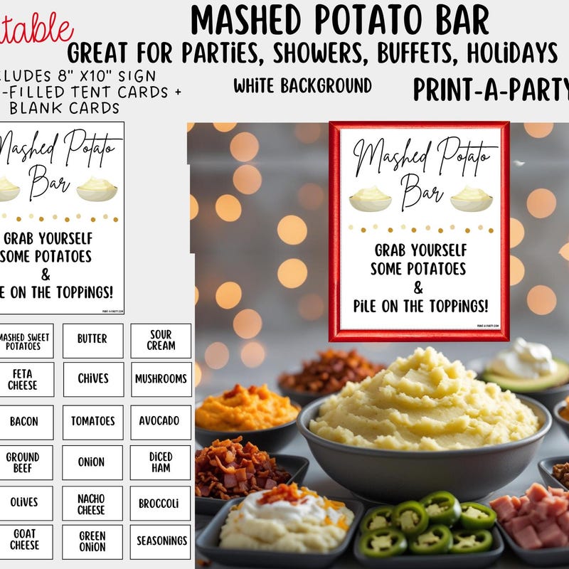 Mashed Potato Bar - Etsy